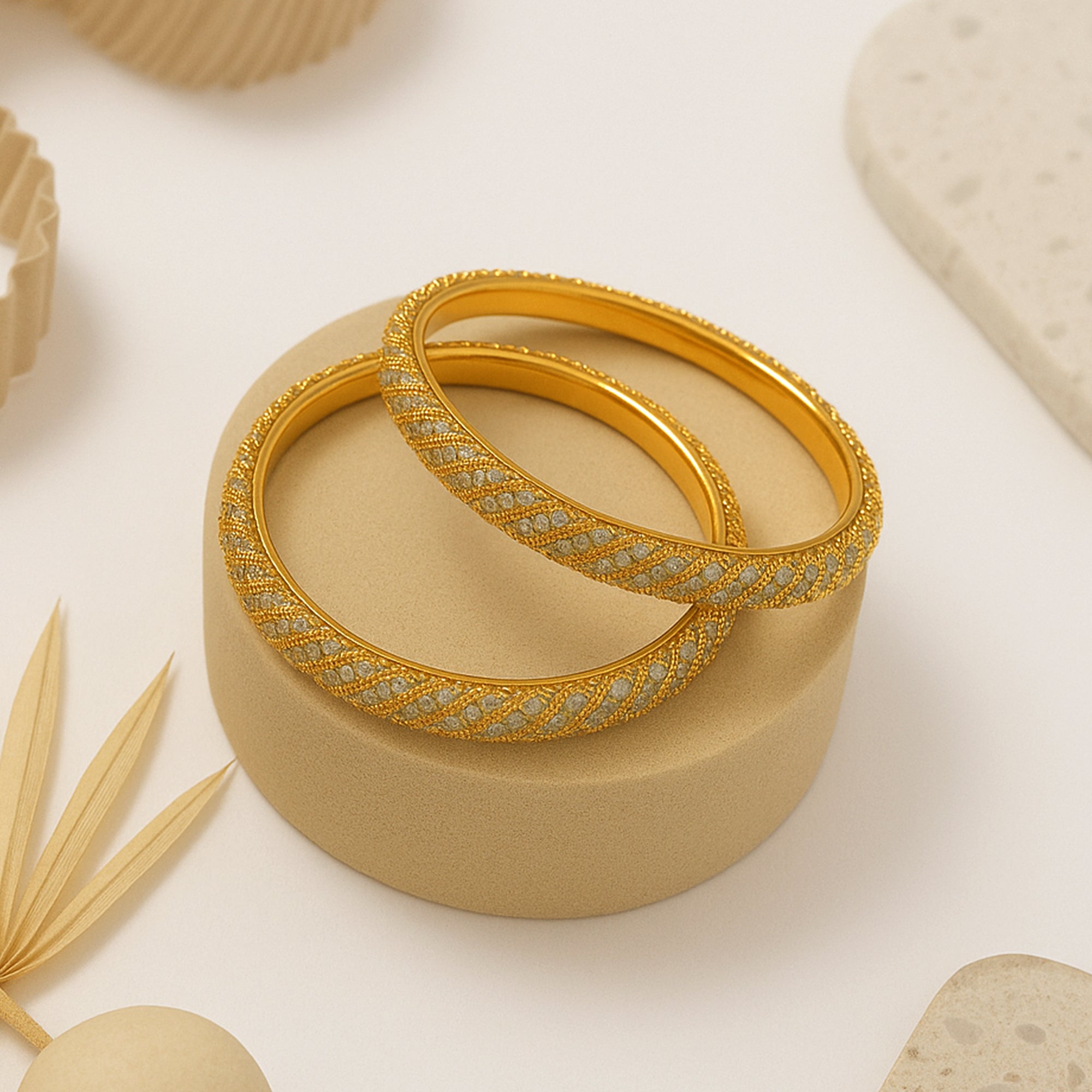 Shop Gold Plated CZ Stone Bangles Online – Estele