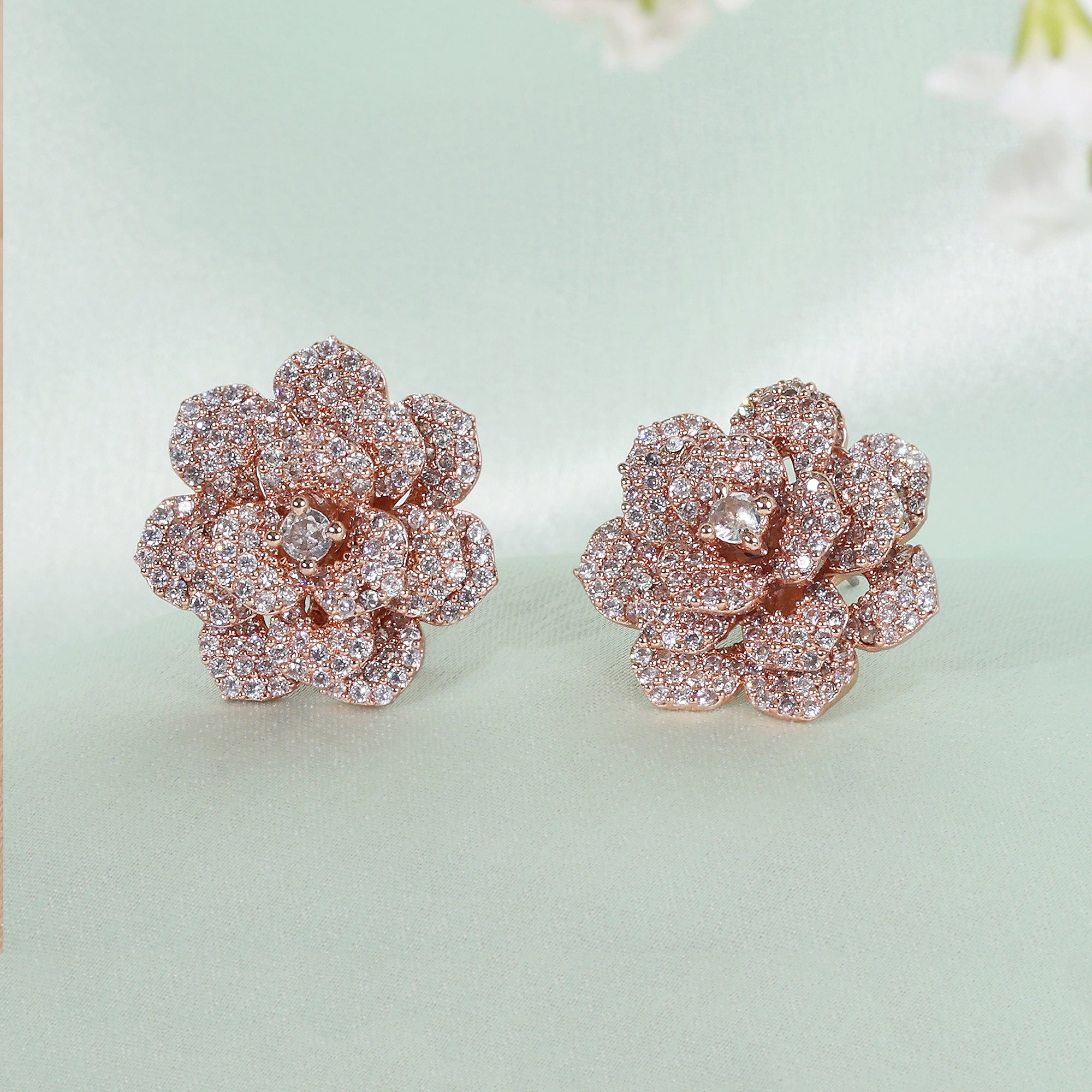 White AD Rose Earrings for Chic Floral Elegance – Estele
