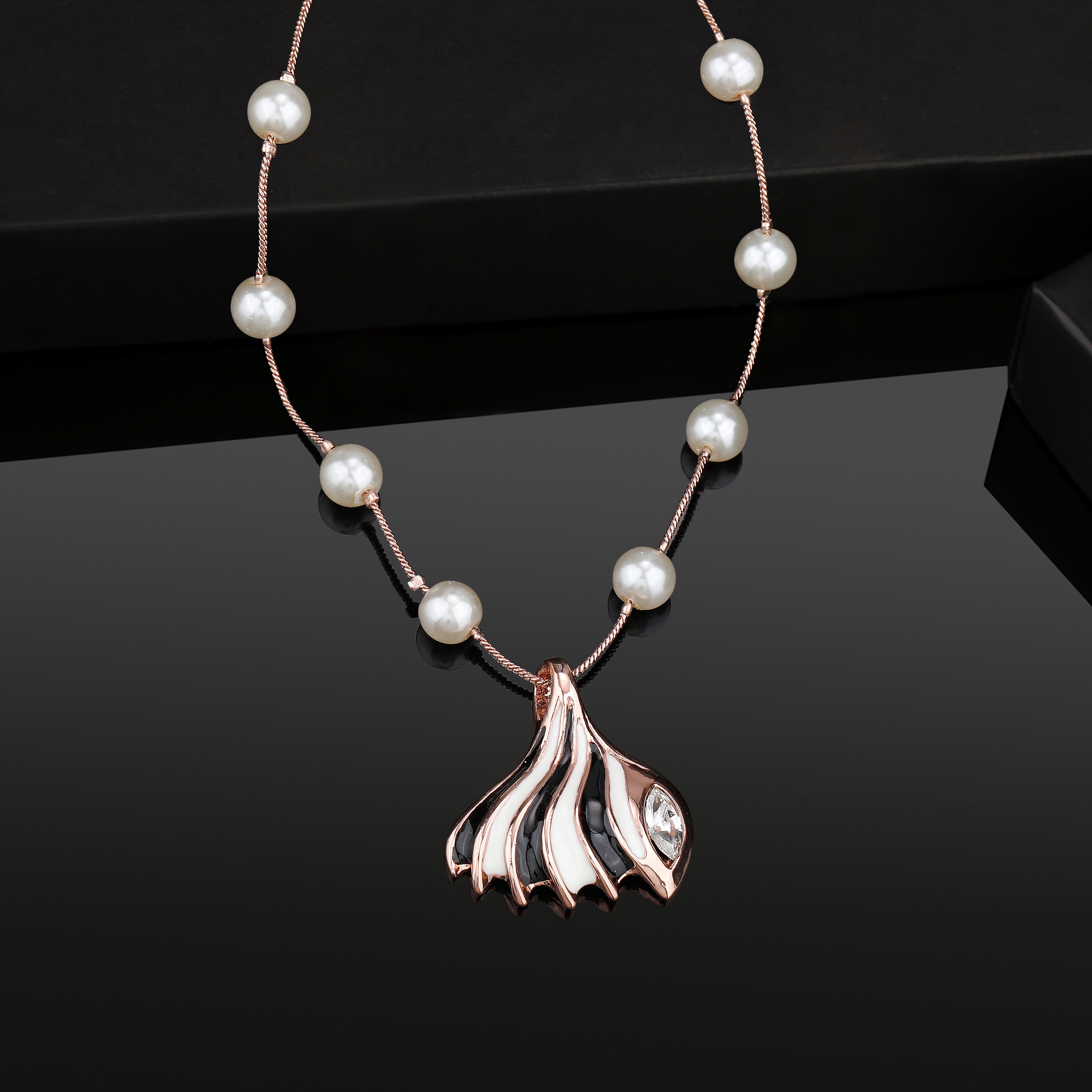 Buy Estele Rose Gold Plated Shell Designer Necklace with Pearls for ...