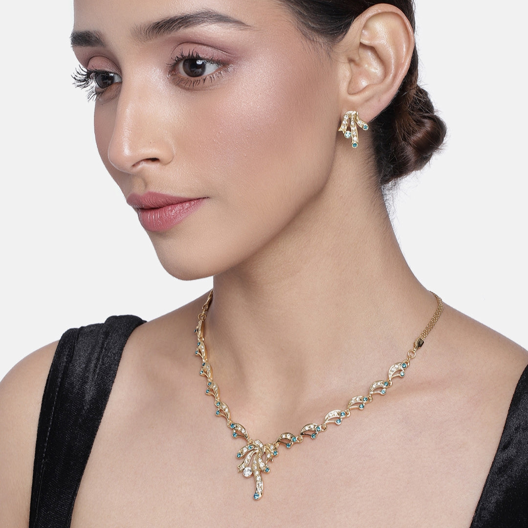 Gold plated necklace with Emerald stones – Estele