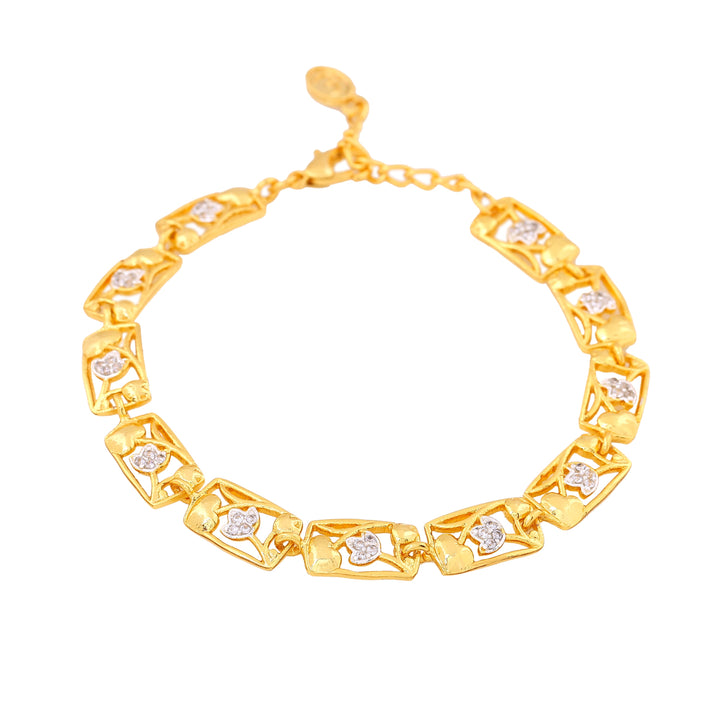 Gold Rhodium Plated Square Crystal Charm Bracelet Women – Estele