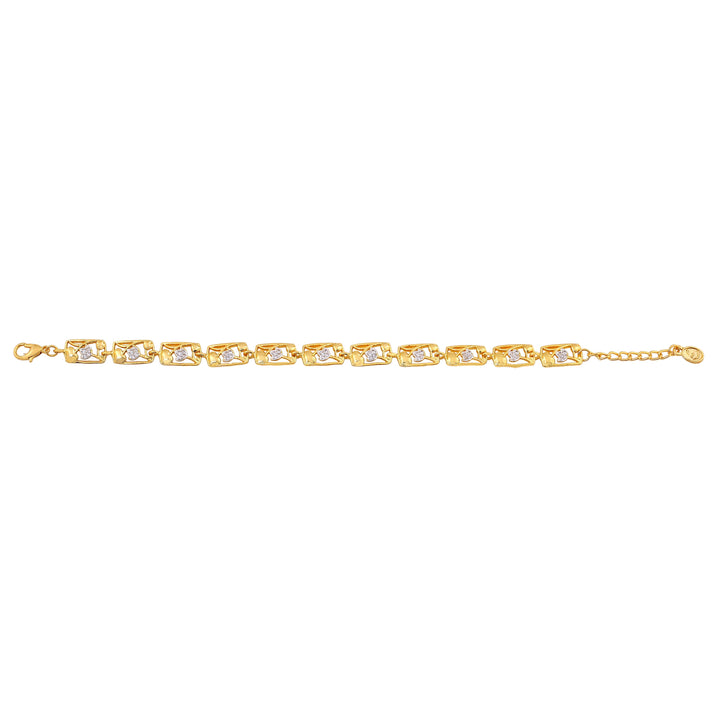 Gold Rhodium Plated Square Crystal Charm Bracelet Women – Estele