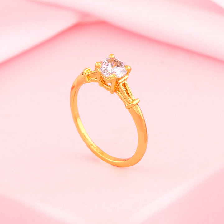 Buy Estele Gold Plated CZ Enticing Solitaire Finger Ring for Women Online