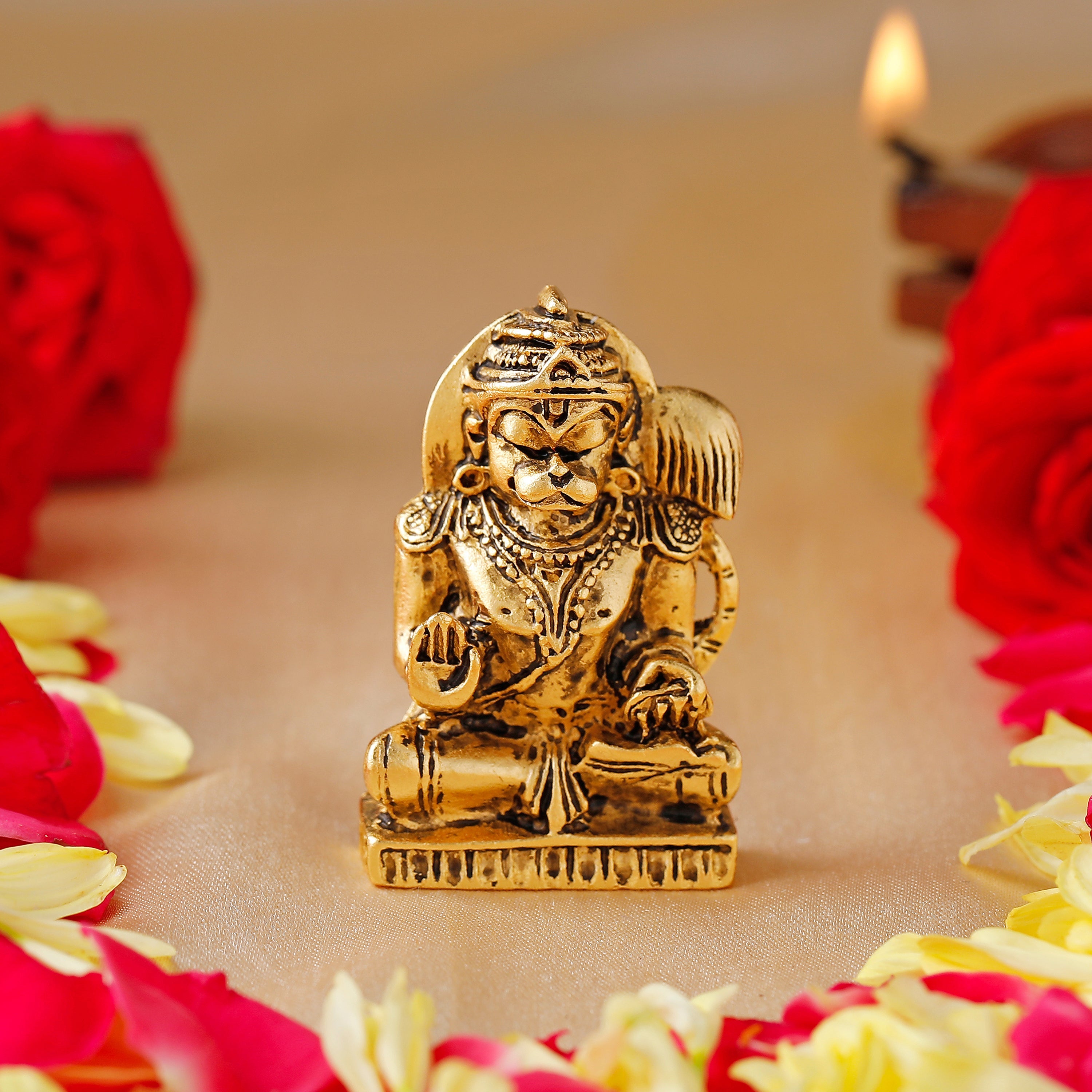 Buy Estele Gold Plated Hanuman Ji with Multi-Color Enamel Idol Online