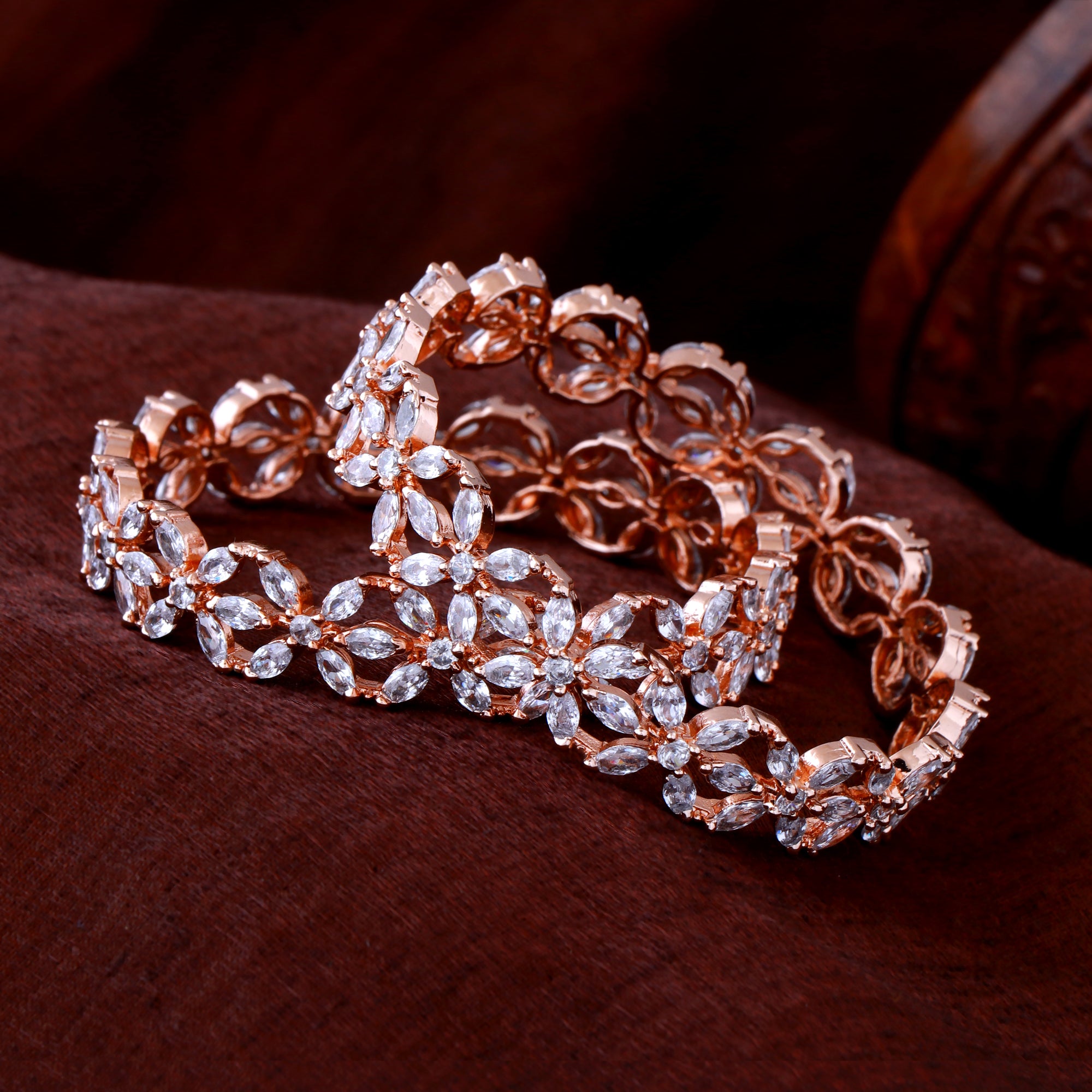 Buy Estele Rose Gold Plated CZ Sparkling Bangle for Women Online
