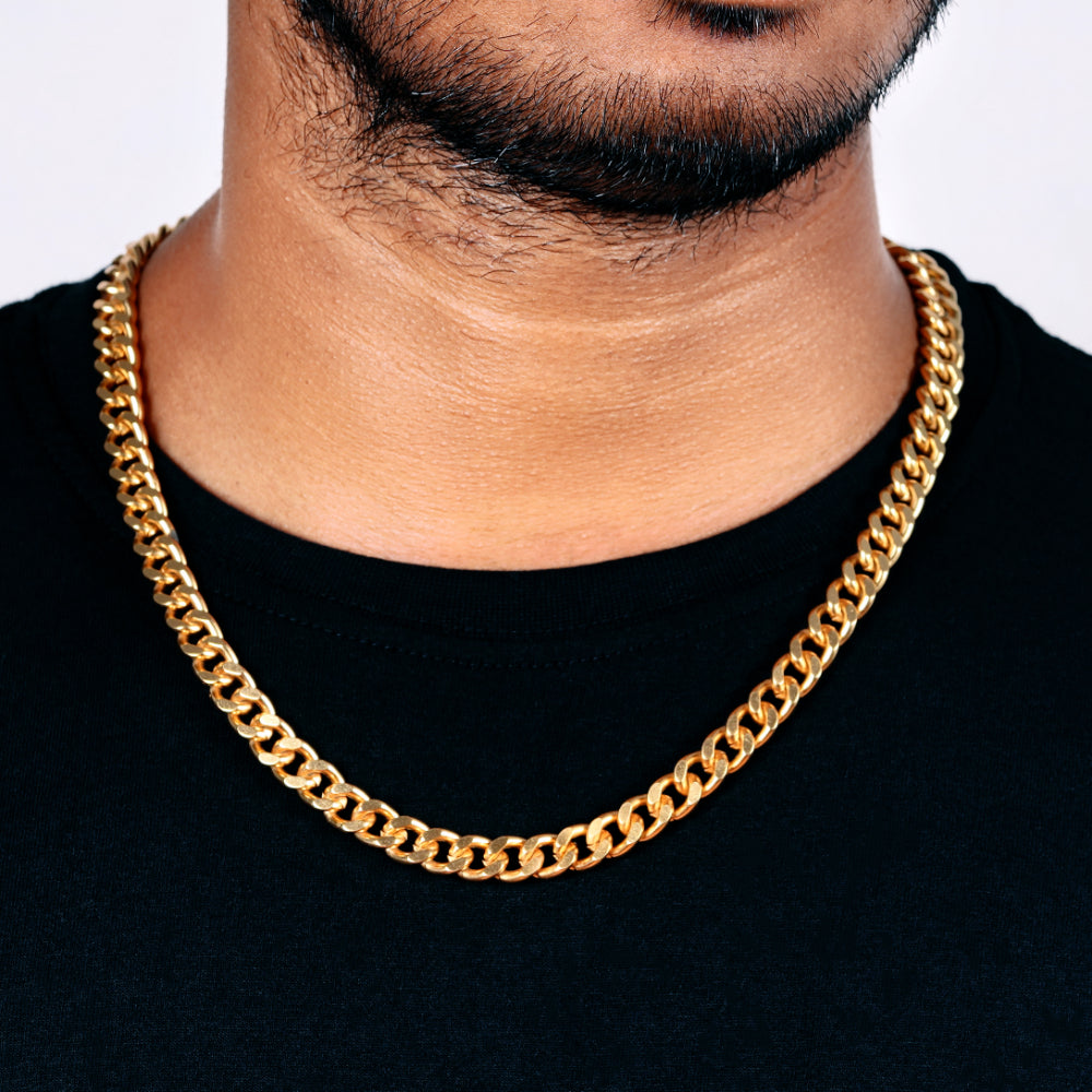 Gold Plated Cuban Style Thick & Heavy Chain for Men with Toggle Bar ...