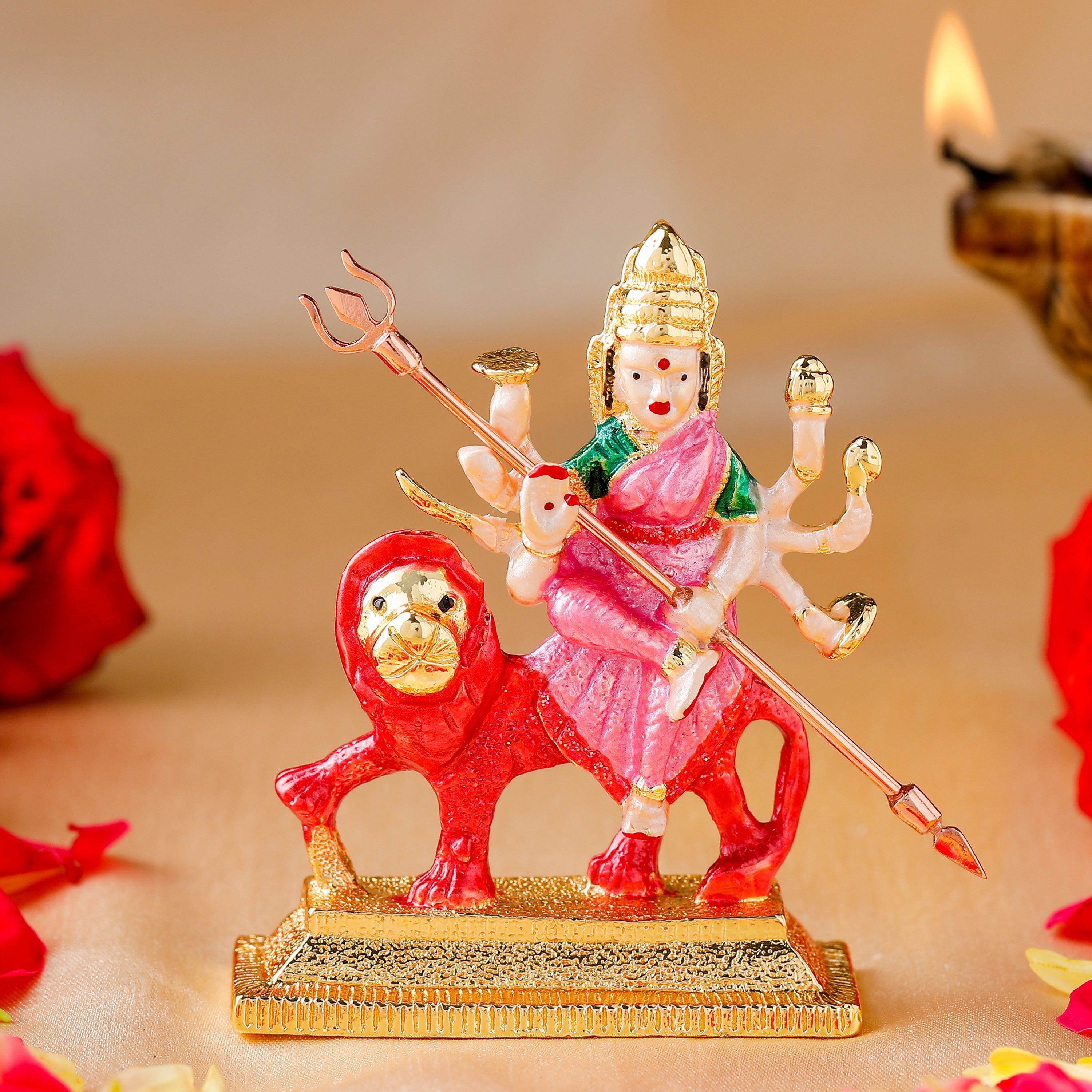 Buy Estele Gold Plated Glorious Dhurga Maa Idol with Multi Color Enamel ...